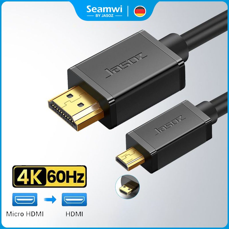 Jasoz Micro HDMI 4K/60Hz 3D Effect Mini HDMI to HDMI Cable Male to Male ...