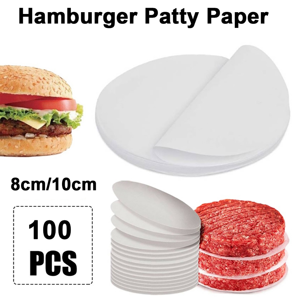 100PCS Hamburger Patty Paper Non Stick Round Double-sided Baking ...