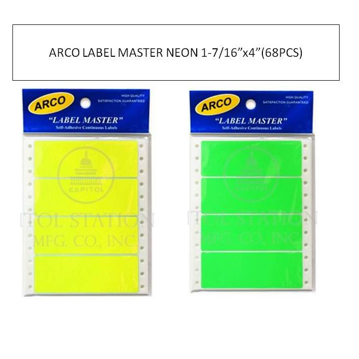 ARCO Label Master Neon 1 7/16” x 4”, 68 pcs. | Shopee Philippines