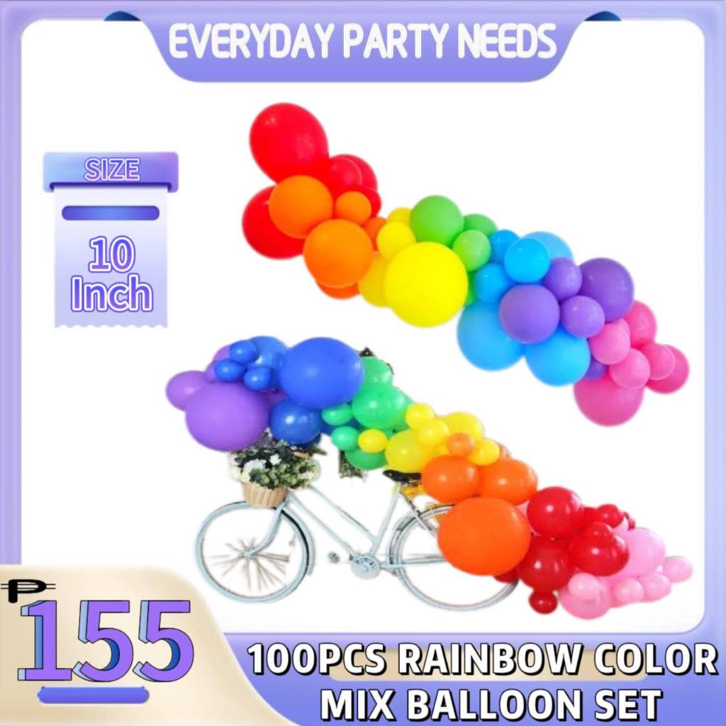 100pcs 10inches Rainbow color mix balloons Cocomelon theme balloons ...