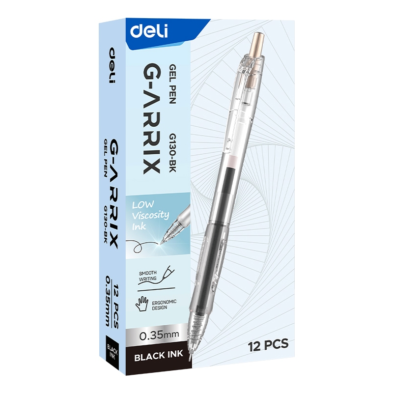 Deli G130-BK G-Arrix Gel Pen 0.35mm 12pcs/box | Shopee Philippines