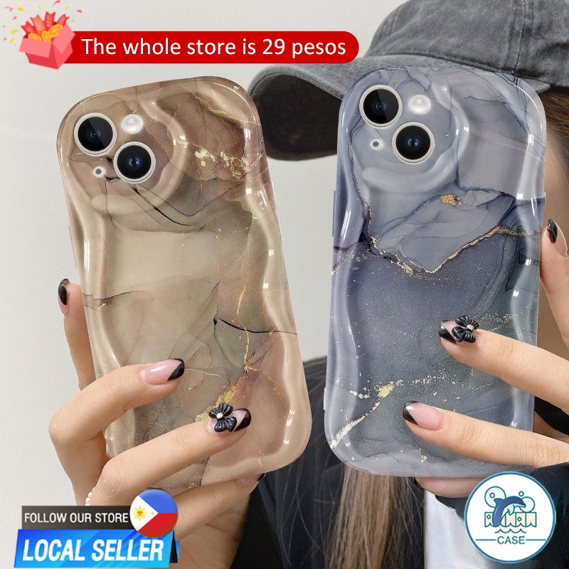 Casing for iPhone 15 PRO MAX Bronzing 3D Wavy Marbling Golden Unique Design IPhone11 12 13 14 XR ...