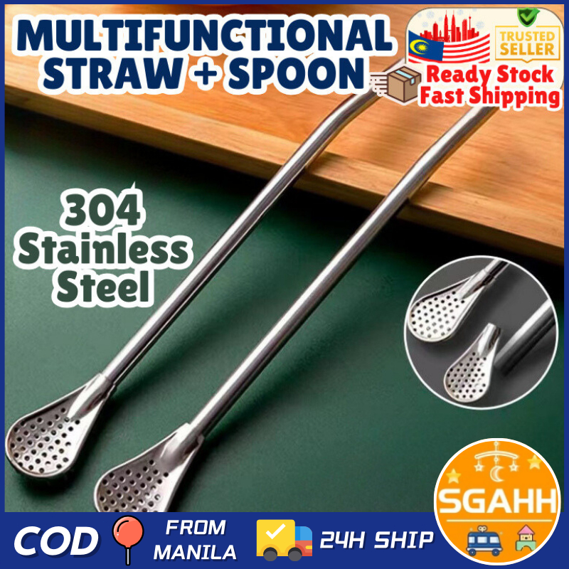 Reusable Tea Drinking Straws Spoon Yerba Mate Tea Filter Stainless ...