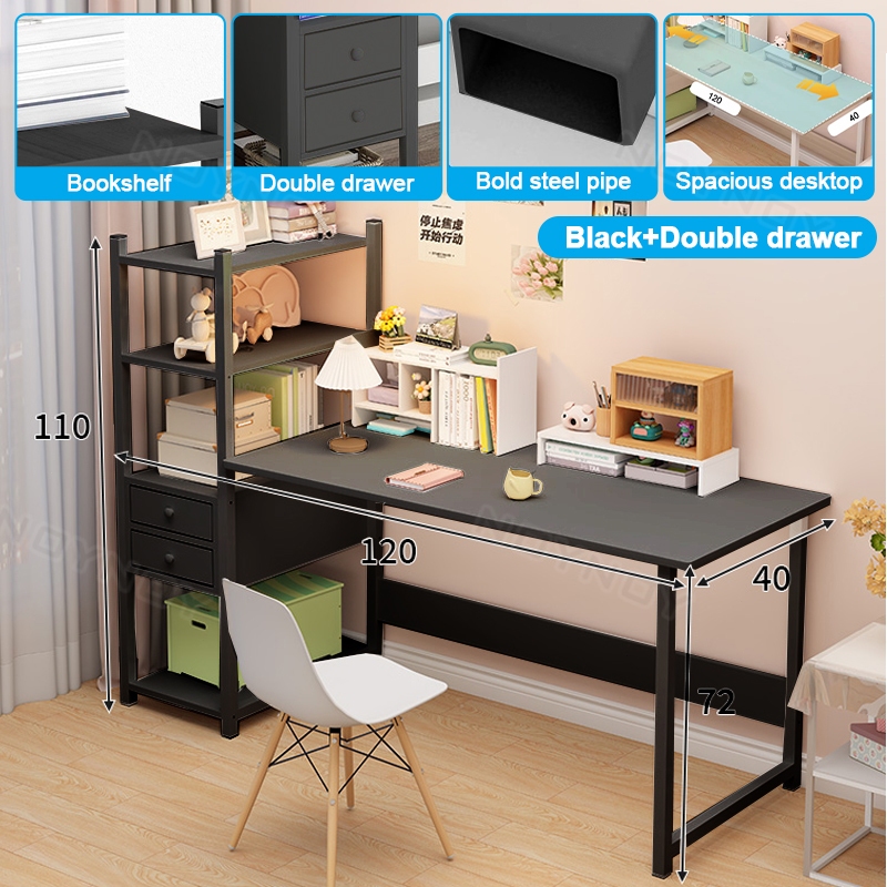 Computer Table Study Desk Home Office Table With Bookshelf Desk with ...