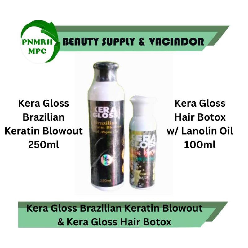 Kera Gloss Brazilian Keratin Blowout w/ Argan Oil 250ml & Kera Gloss ...