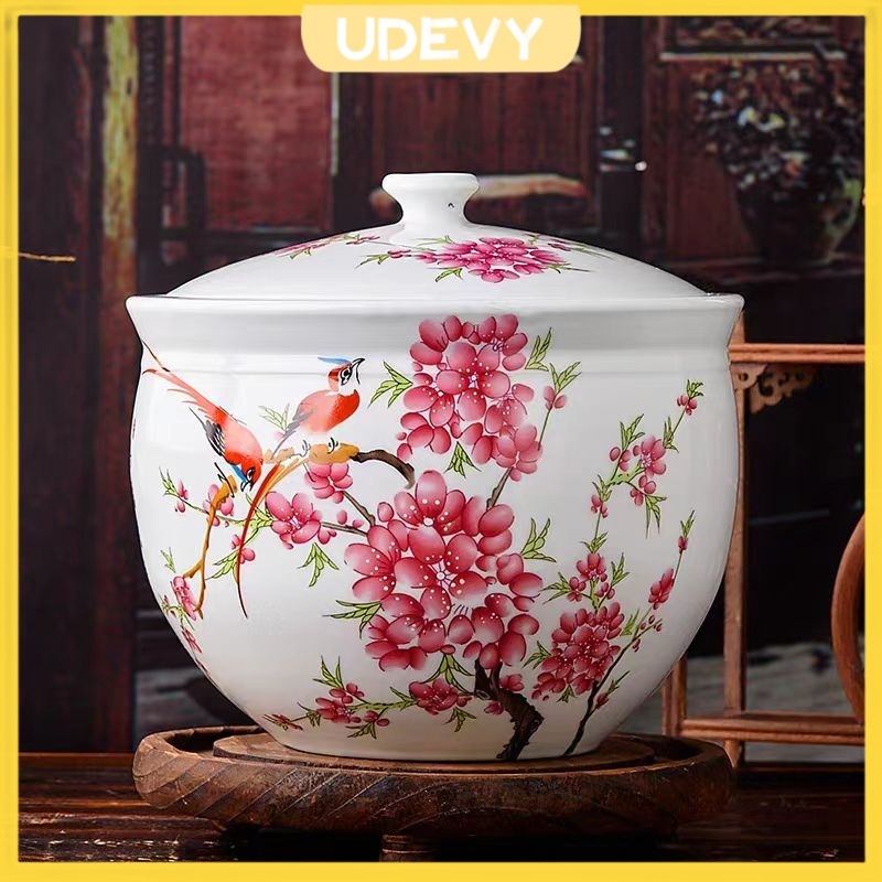 Jingdezhen Ceramic rice jars Rice Pot clay jar with Lid 5.0KG/10kilos ...