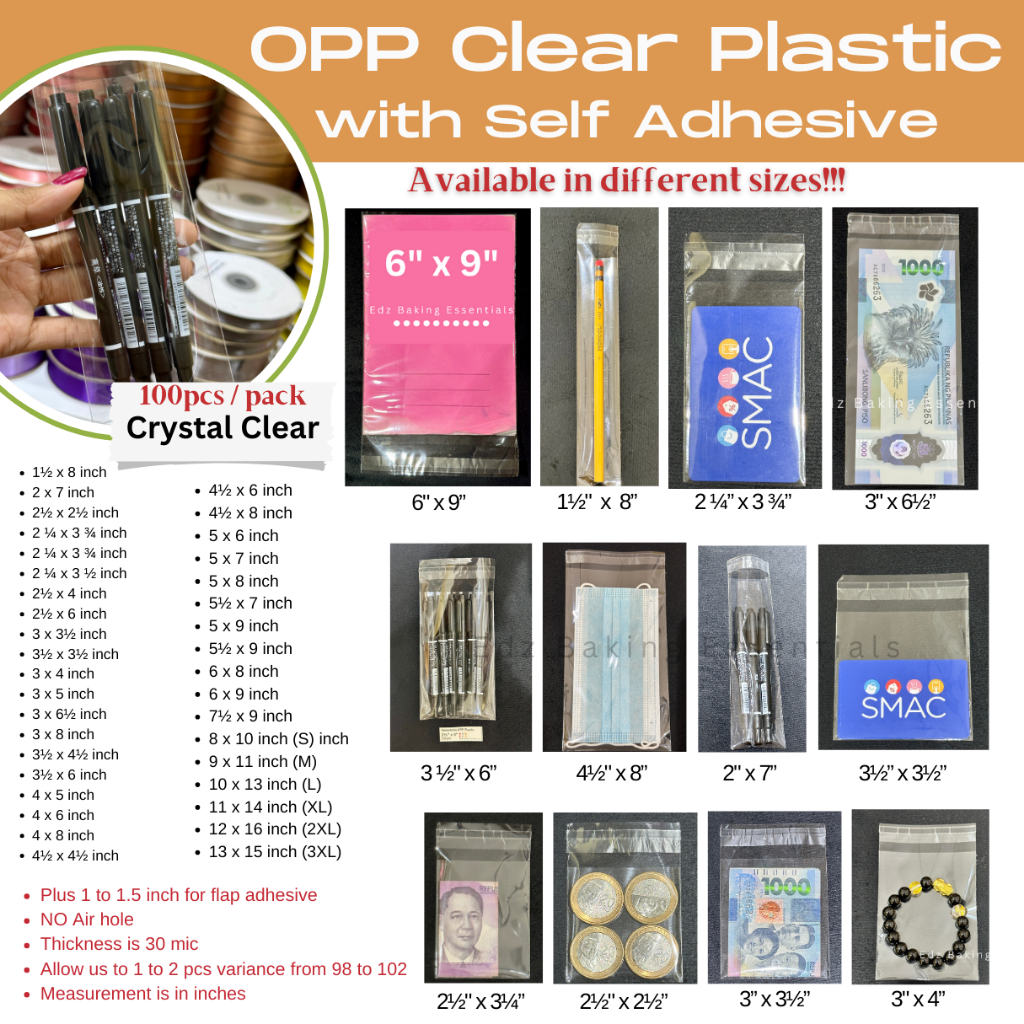 100 pcs OPP Plastic with Adhesive Packaging Pouch Resealable OPP Pouch ...