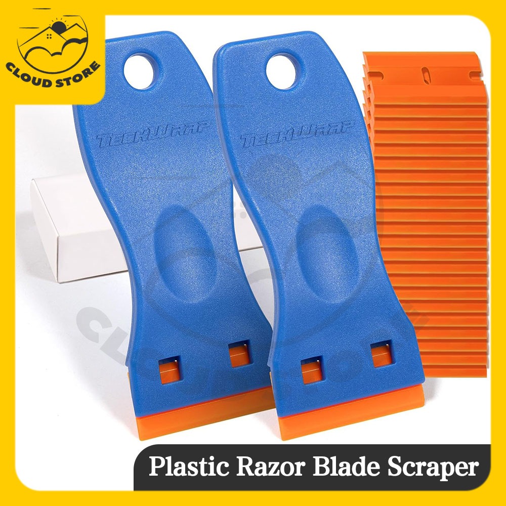 Plastic Razor Blade Scraper with 10Pcs Plastic Blade Remove Label Decal ...
