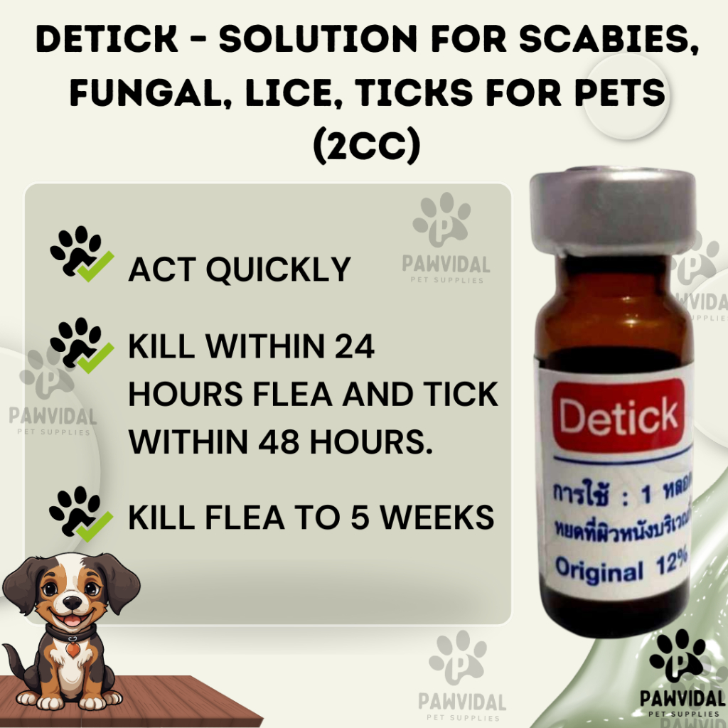 Detick – Solution for Scabies, Fungal, Lice, Ticks For Pets (2cc ...