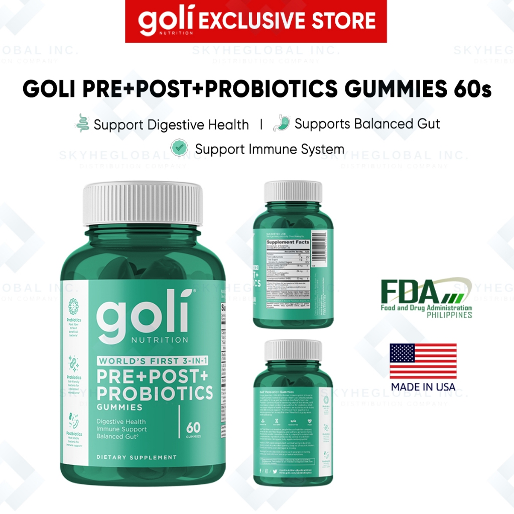 Goli Nutrition World's First 3-in-1 Pre+Post+Probiotics 60 pcs Gummies ...