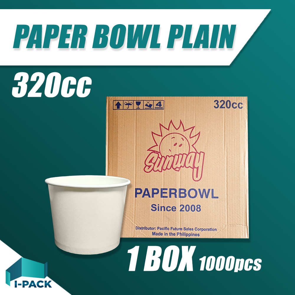 [ 1 BOX, 1000 PCS ] Paper Bowl Plain 320cc (WITH OR WITHOUT LID ...