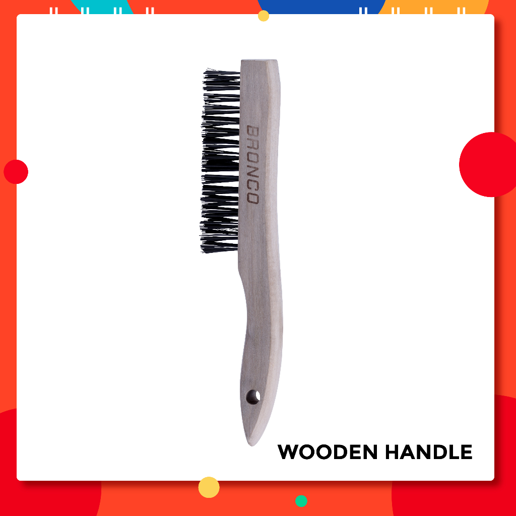 BRONCO STEEL BRUSH (WOOD HANDLE) | Shopee Philippines