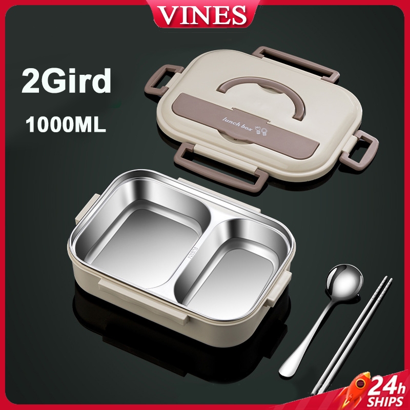 2/3grid 304 Stainless Steel Portable Lunch Box For Kids Adults Bento ...