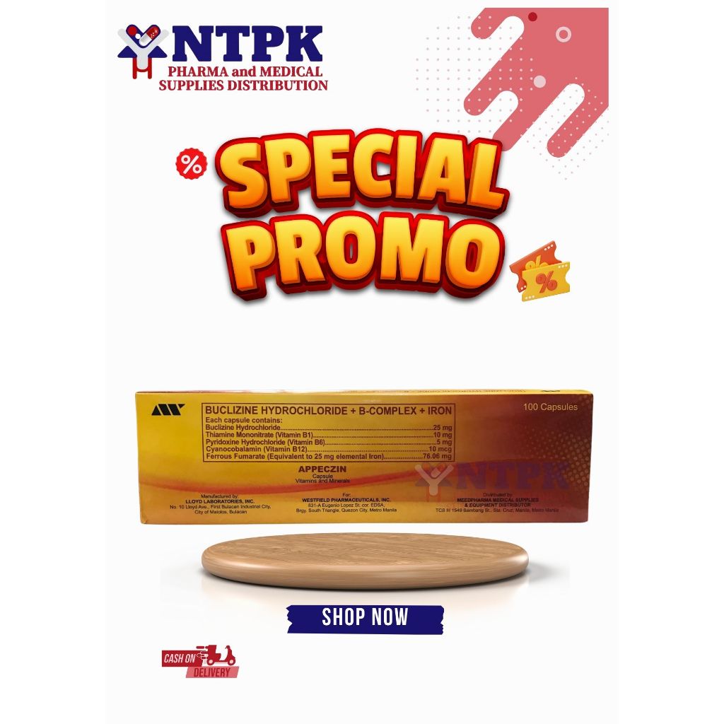 APPECZIN (Buclizine Hydrochloride + Vitamin B-Complex + Iron) | Shopee ...