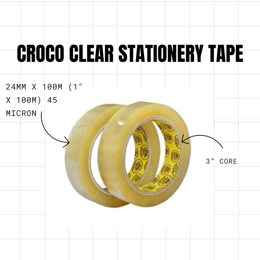 1 Roll 24mm x 100M CROCO Clear Stationery Tape | Shopee Philippines