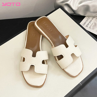 YOTO H-Shaped Strap Sandals For Women Fashionable Leather Versatile ...