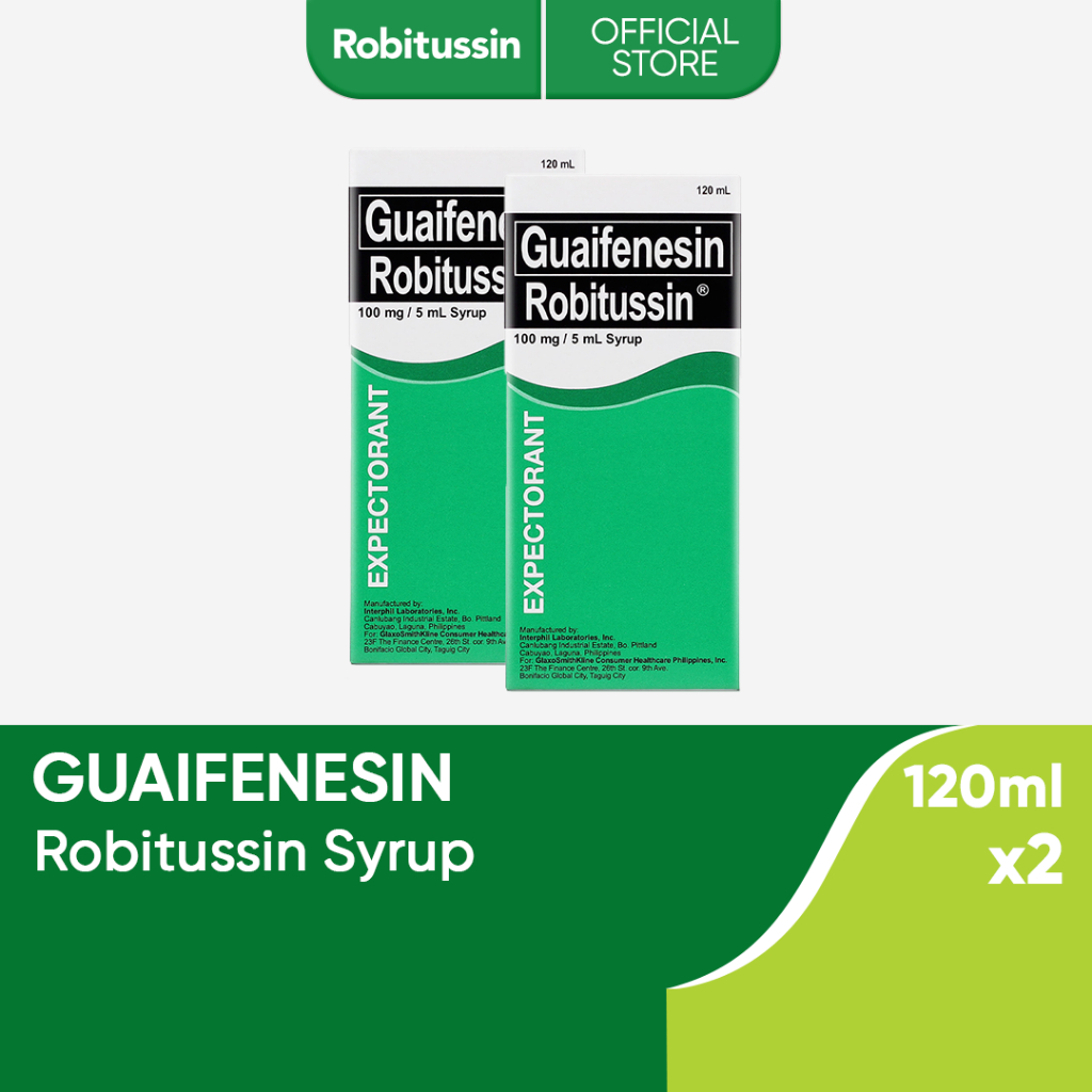 Robitussin Syrup Guaifenesin 120ml x2 for Cough with Sticky Phlegm ...