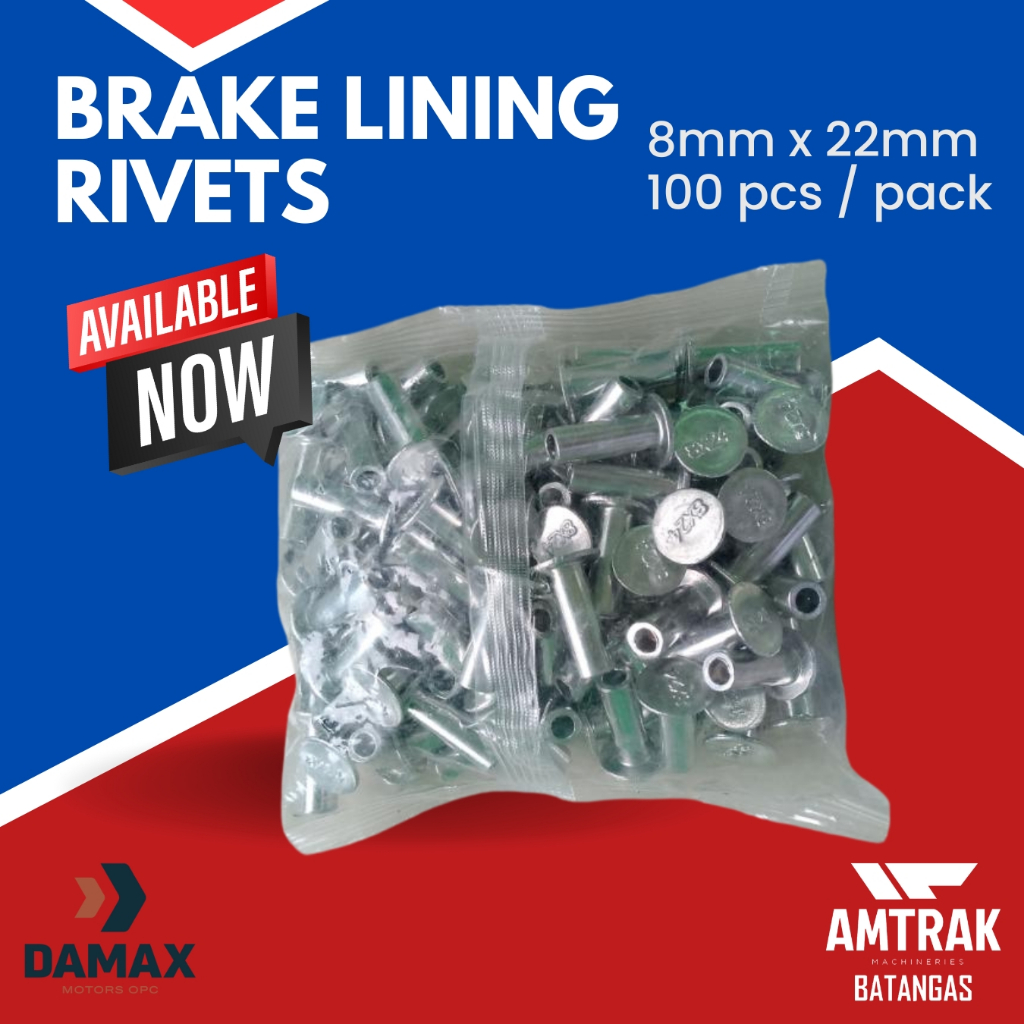 TRUCK PARTS BRAKE LINING RIVETS ALUMINUM 8X22MM (100PCS/PACK) | Shopee ...