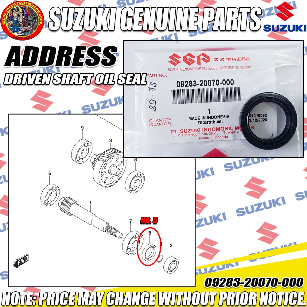 ADDRESS DRIVEN SHAFT OIL SEAL (SGP) (GENUINE: 09283-20070-000) | Shopee ...
