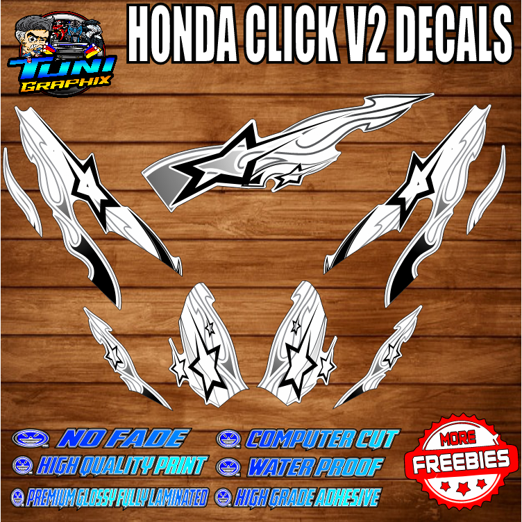 HONDA CLICK V2 ROCK RISING STAR NEW DECALS with freebies | Shopee ...