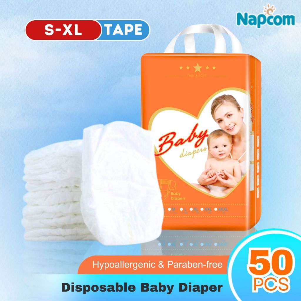 Napcom Premium Diapers Ultra-Absorbent Soft Breathable and with Wetness ...