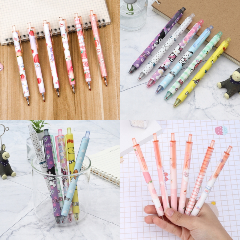 MT】0.5mm Bullet Gel Pen Peach Juice Push Pen Cute Girl Push Black Water ...