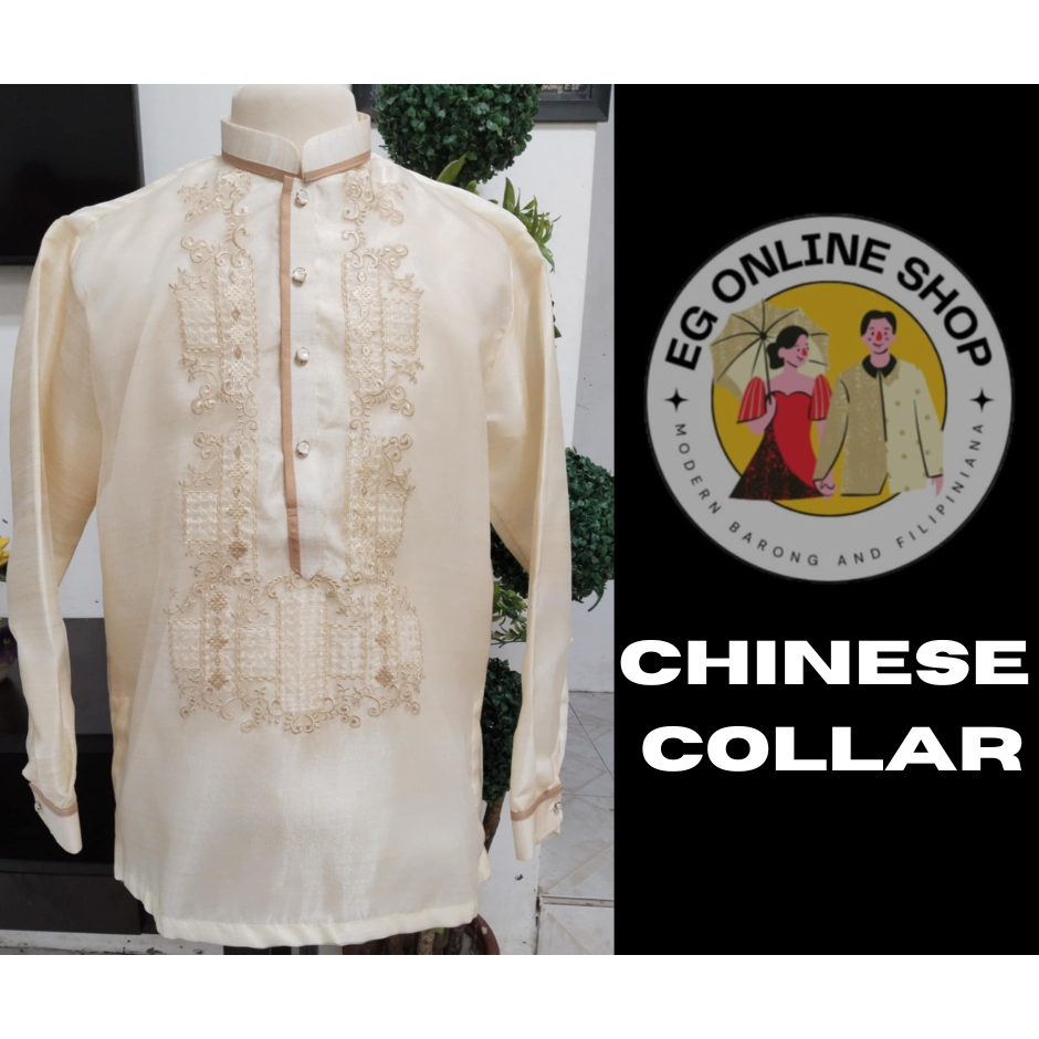 MODERN BARONG TAGALOG PLAIN AND WITH PIPING (RANDOM BURDA) | Shopee ...