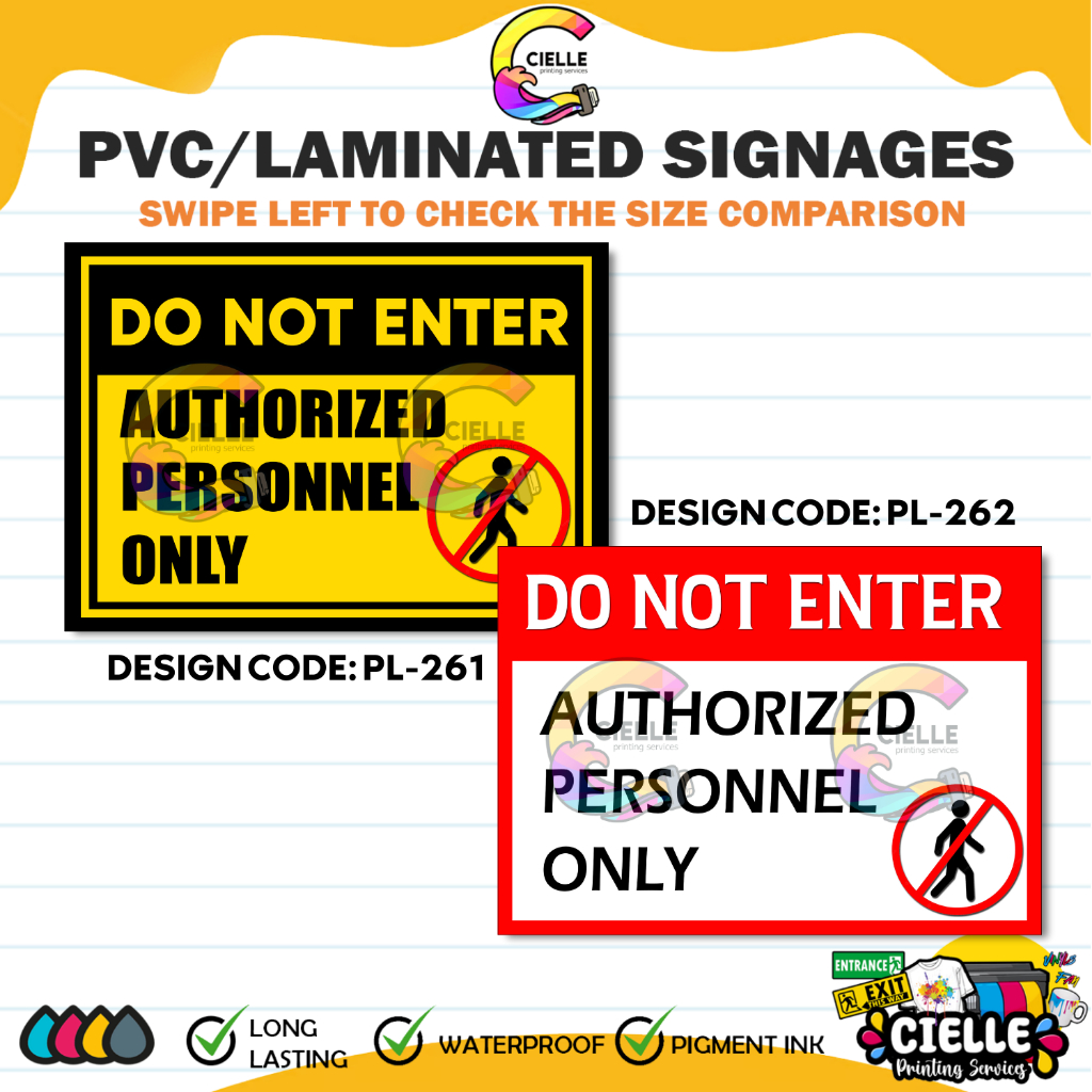 PVC/LAMINATED/STICKER SIGNAGES (PL-261&PL-262) - Do Not Enter ...