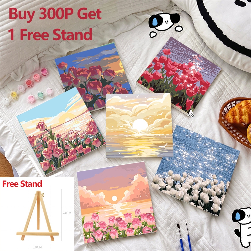GIFTER Digital Oil Painting By Numbers with 20x 20cm Canvas Frame ...
