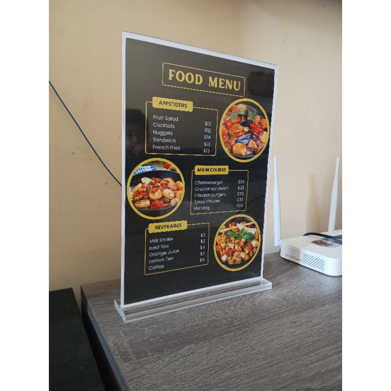 Acrylic Menu Board Display With Free Print A4 Size (8.5x11 inches ...