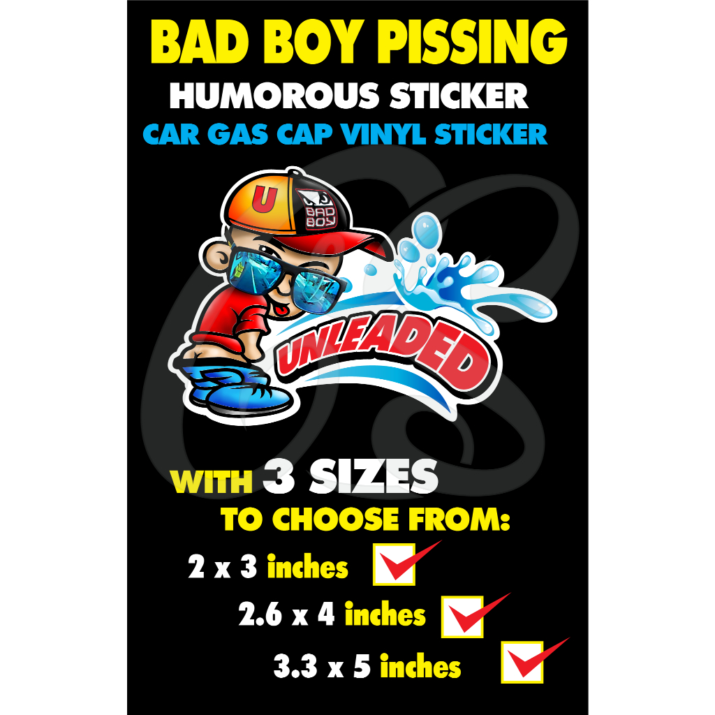 Bad Boy Pissing Version 02_Car Fuel Tank Cover Funny Sticker_Unleaded ...