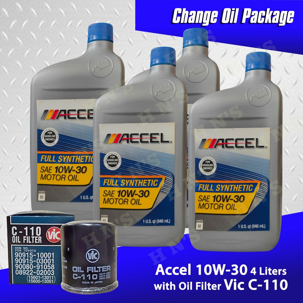 ACCEL SAE 10W-30 Fully Synthetic Motor Oil SN/GF-5 Change Oil Bundle ...