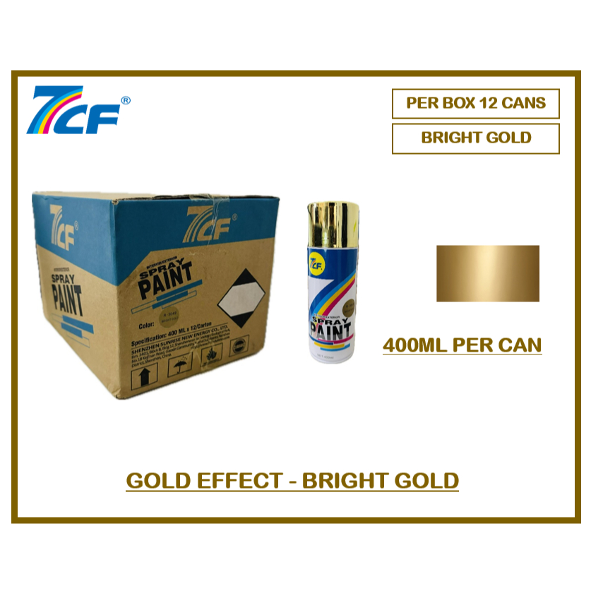 7CF SPRAY PAINT GOLD EFFECT BRIGHT GOLD PER BOX (12 CANS) | Shopee ...