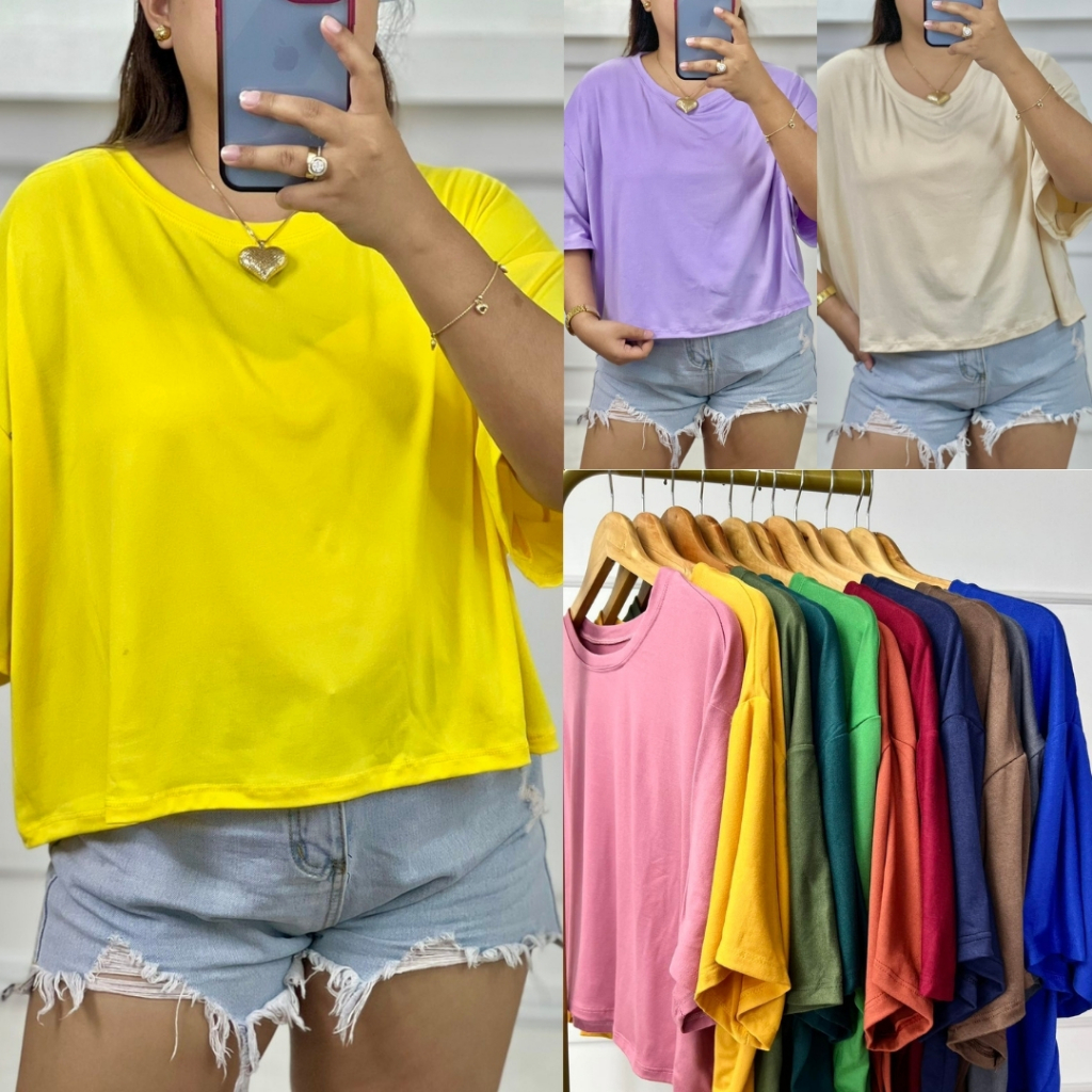 DROP SHOULDER CROP TOP PLUS SIZE L-4XL BY TAYTAYSIGNATURE | Shopee ...