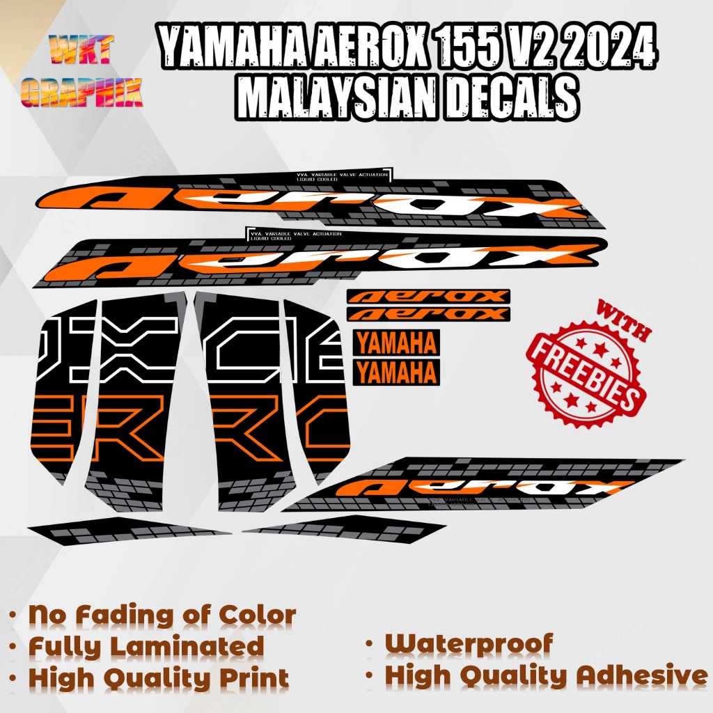 YAMAHA AEROX 155 V2 2024 MALAYSIAN DECALS (WATERPROOF, LAMINATED, FADE ...