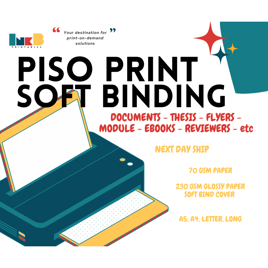 PISO PRINT SOFT BIND PREMIUM QUALITY B/W COLORED A5 A4 LETTER LONG ...