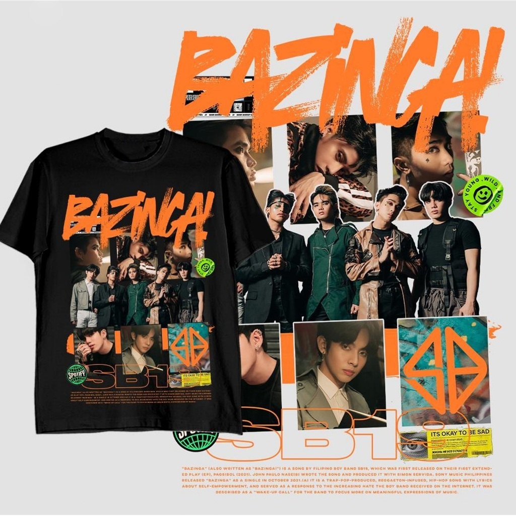 SB19 BAZINGA GRAPHIC COTTON TSHIRT FOR MEN AND WOMEN | Shopee Philippines