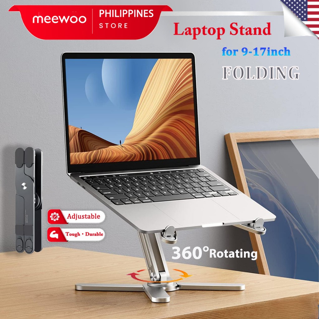 Meewoo Foldable Laptop Stand 360 Rotating Aluminum Alloy Height ...
