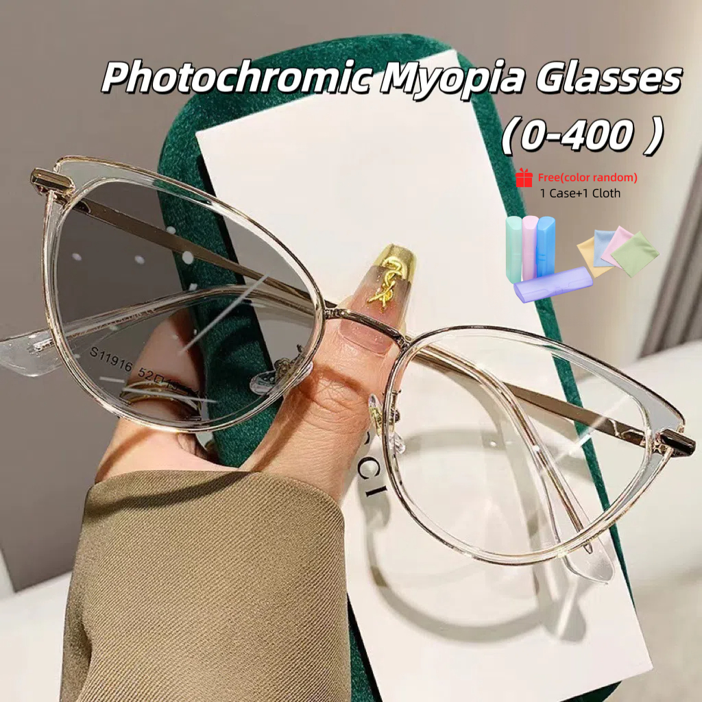 Photochromic Graded Eyeglasses for Woman 0-400 Anti Radiation Cat Eye ...