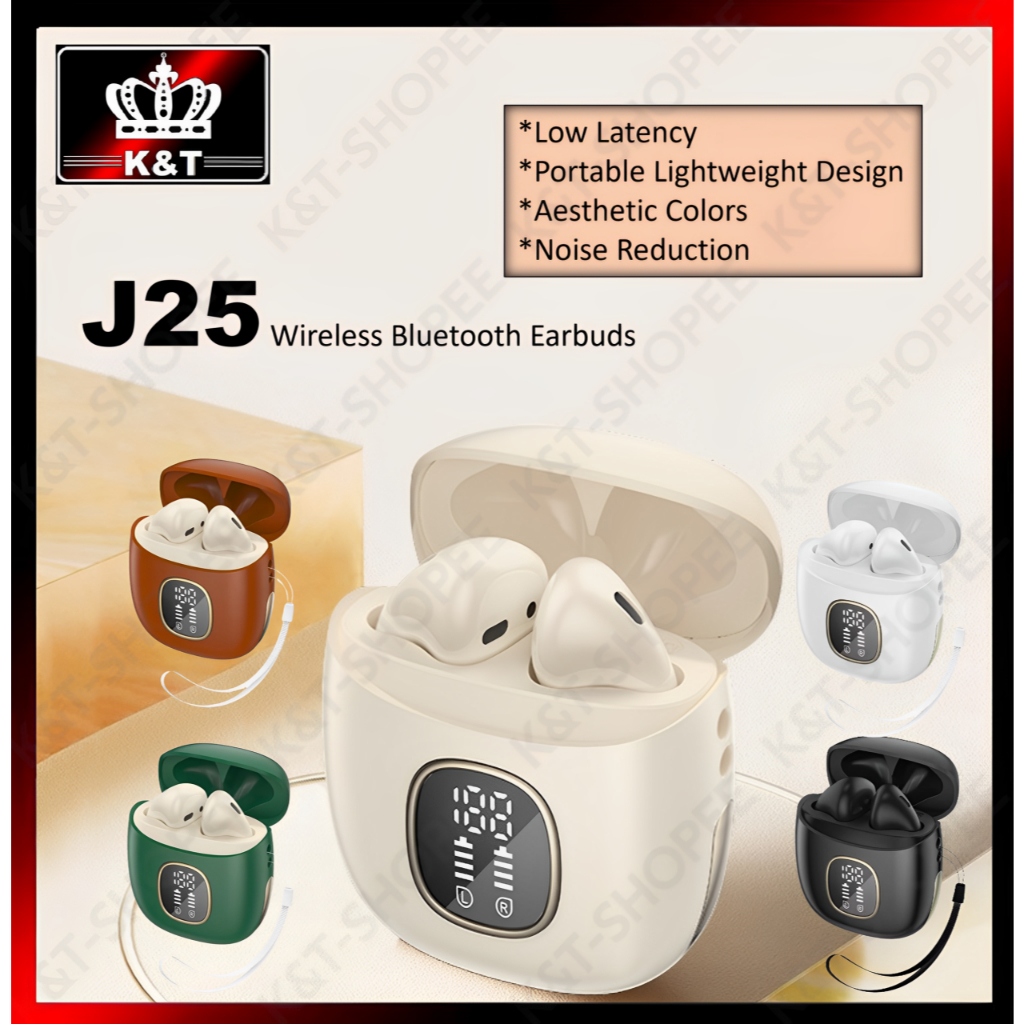 J25 TWS Wireless Bluetooth Earbuds Noise Cancelling Bluetooth Headset ...