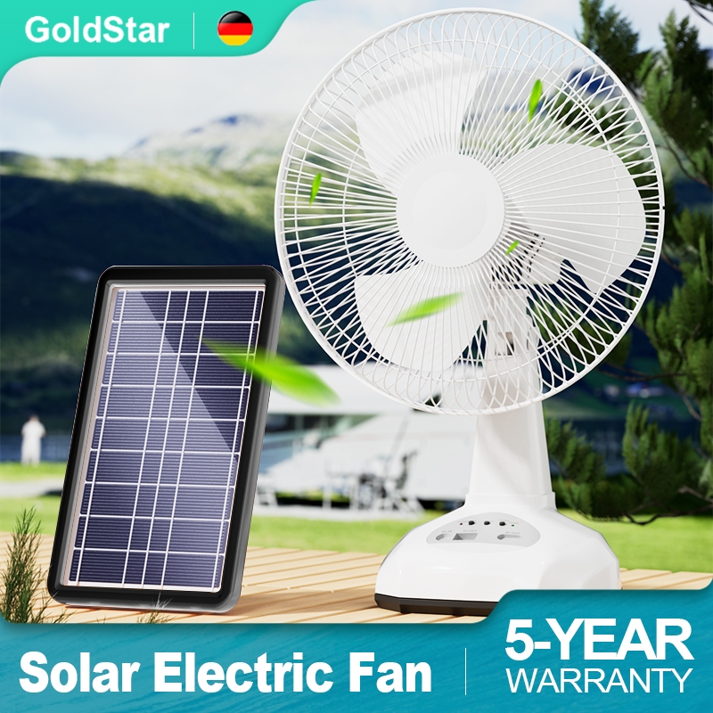 Gold Star Solar Electric Fan Solar Powered Rechargeable Solar Fan，2pcs ...