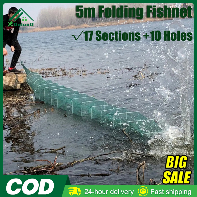 5m Shrimp Cage Fishing Net Lobster Fish Breeding Net Folding Fishnet 17 ...