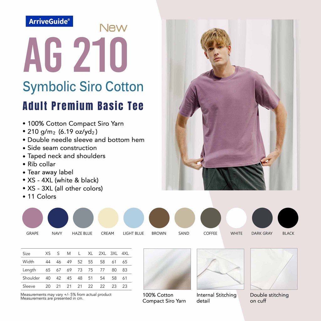ARRIVE GUIDE AG210 ADULT PREMIUM BASIC TSHIRT (SIRO) | Shopee Philippines