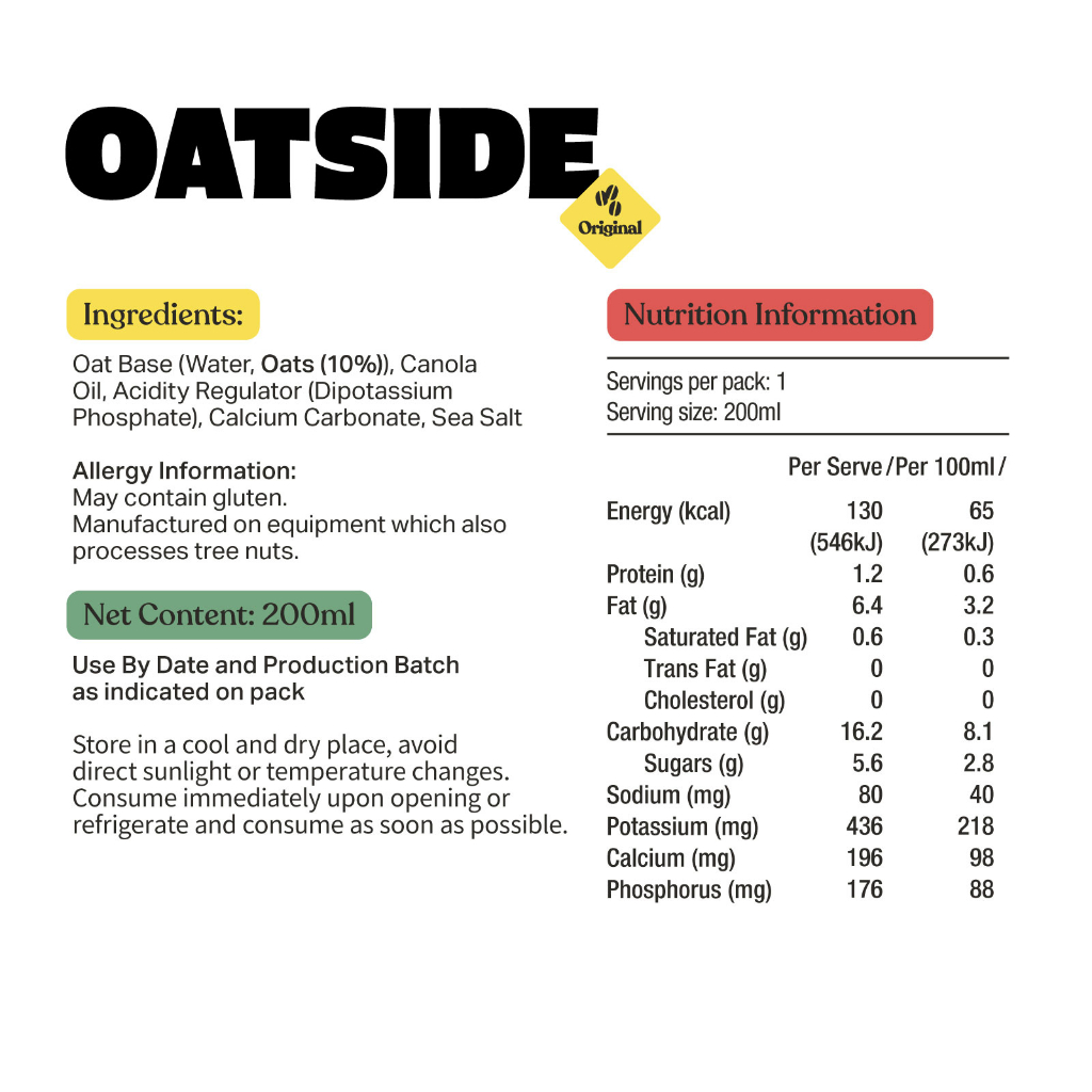 OATSIDE Barista Blend Original Oat Milk 1L (Carton) 6x1L | Shopee ...