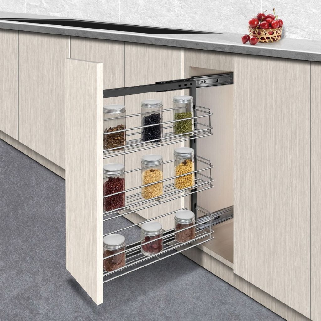 150mm/200MM Cabinets 3 layer Pull out Condiments rack with adjustable ...