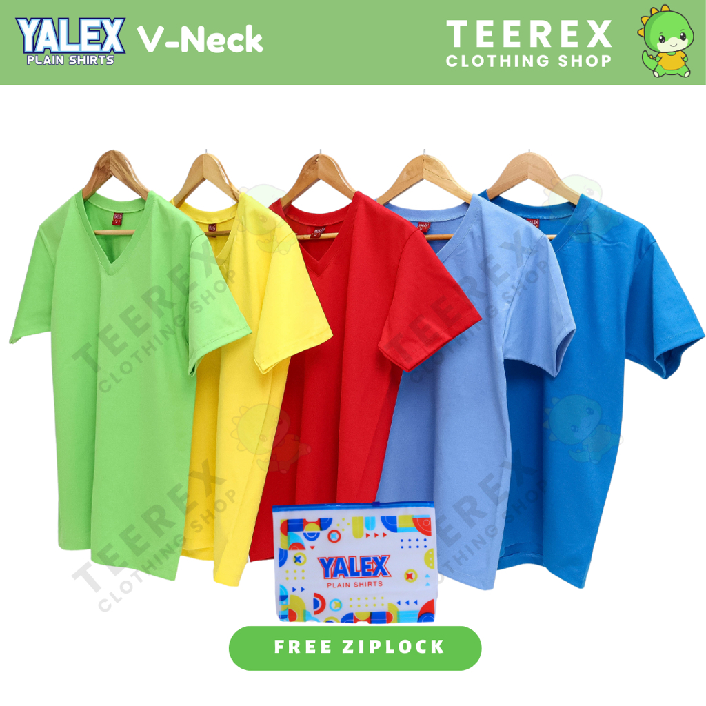 YALEX V-NECK Plain for Men and Women AQUA BLUE,LIGHT BLUE,RED,YELLOW GOLD,APPLE GREEN | Shopee ...