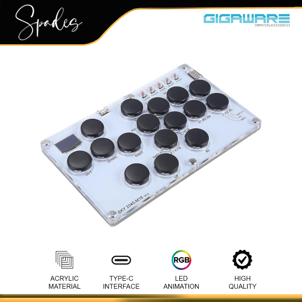 Gigaware SKY2040 V1.3 Hitbox 16 Keys Gamepad Arcade Stick FightPad ...