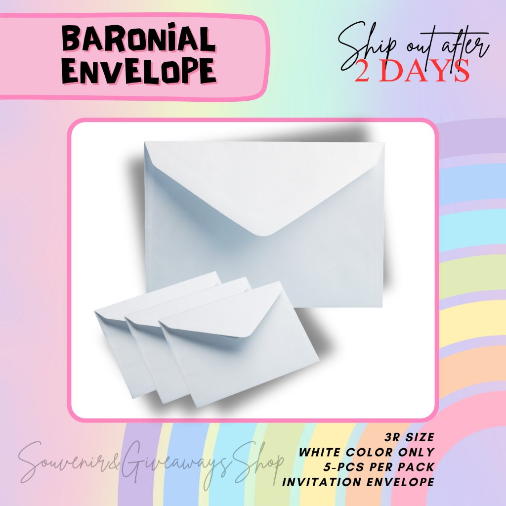 SNGshop | 5 PCS Baronial White Envelope 3R Size FOR 12 PESOS ONLY ...