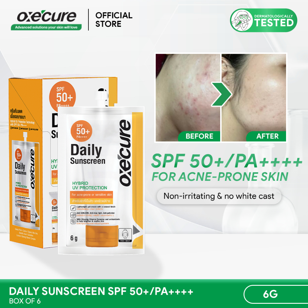OXECURE Daily Sunscreen SPF 50+/PA++++ 6g Box of 6 | Shopee Philippines