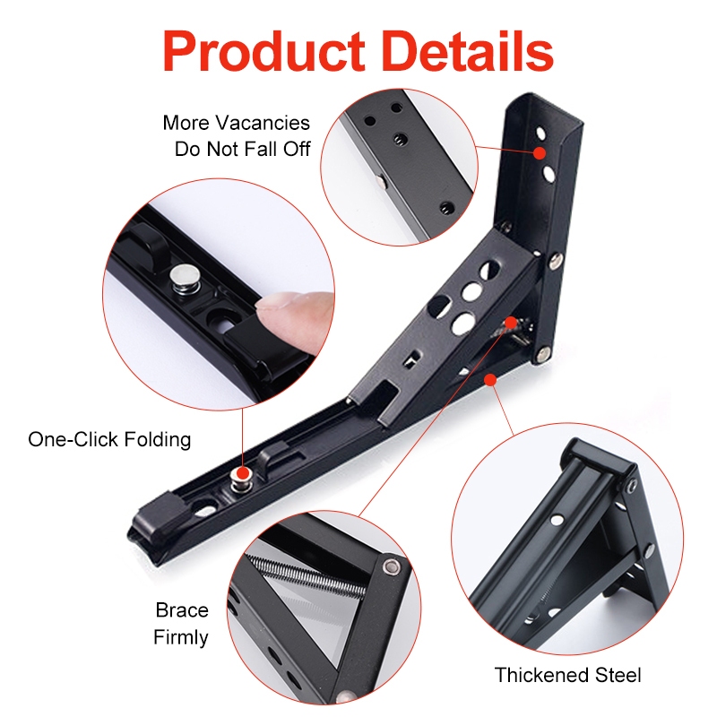 2 PCS Spring Type Folding Angle Bracket Adjustable Wall Mounted Table ...